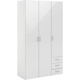 Kleiderschrank Home Affaire Schränke Gr. B/H/T: 115,8 cm x 200,4 cm x 49,5 cm, 3 St., weiß (weiß hochglanz) Baby Kinderkleiderschrank Kinderschränke graue Stangengriffe, einfache Selbstmontage, 200,4 x 115,8 49,5 cm