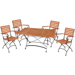 Garten-Essgruppe Garden Pleasure "WIEN" Sitzmöbel-Sets Gr. B/H/T: 290 cm x 89 cm x 150 cm, klappbar-ausziehbar, braun (braun, schwarz, braun, schwarz) Outdoor Möbel mit ausziehbarem Tisch