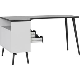Schreibtisch Home Affaire "OSLO" Tische Gr. B/H/T: 145,1 cm x 75,8 cm x 81 cm, schwarz-weiß (weiß, schwarz matt) Schreibtische