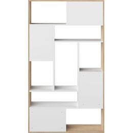 Bücherregal TemaHome "SEOUL" Regale Gr. B/H/T: 90,8 cm x 162,8 cm x 33 cm, offene Fächer, weiß (weiß eichefarbig) Bücherregale