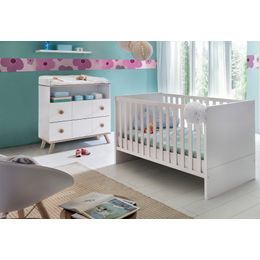 Babymöbel-Set wimex "Cannes" Schlafzimmermöbel-Sets Gr. B/H: 70 cm x 140 cm, weiß (alpinweiß, eiche nb) Baby Baby-Bettsets Bett + Wickelkommode