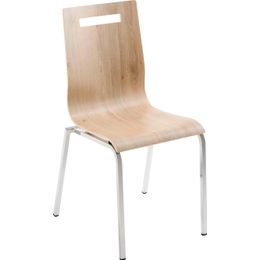 mayer Sitzmöbel Stapelstuhl MAYER SITZMÖBEL "myLIFE" Stühle Gr. B/H/T: 53 cm x 87 cm x 55 cm, 1 St., Gestell Chrom, Rechteckrohr-Sitz-/Rückenformschale aus durchgehendem Schichtholz mit Davos-Eiche-Laminat-stapelbar (ma x . 5 Stühle) + Stahl, braun (davos, eiche, chrom) Stapelstühle