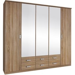 Kleiderschrank Rauch "Gandra" Schränke Gr. B/H/T: 226 cm x 212 cm x 54 cm, 5 St., beige (struktureichefarben hell uni)