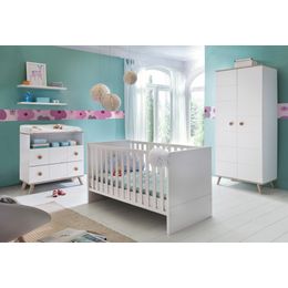 Babyzimmer-Komplettset wimex "Cannes" Schlafzimmermöbel-Sets weiß (alpinweiß, eiche nb) Baby Komplett-Babybetten Bett + Wickelkommode 2 trg. Schrank