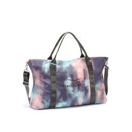 Venice Beach Sporttasche, große Umhängetasche, Weekender, Strandtasche mit Druck VEGAN, blau|lila|rosa