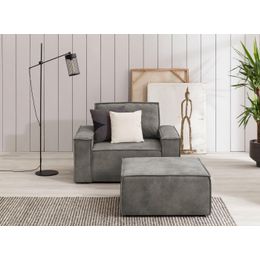 Home Affaire Sessel SHERWOOD, Loveseat und Hocker im Set, passend zur Polster-Serie SHERWOOD, grau