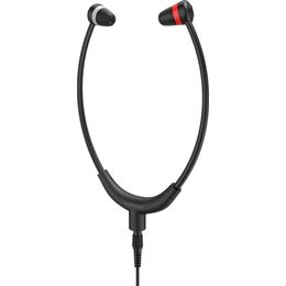 Thomson TV Headset In-Ear mit Kinnbügel, getrennte Lautstärkeregler Kabel 8 m In-Ear-Kopfhörer (leichte Bauweise, einfache Bedienung, Seniorenkopfhörer), schwarz