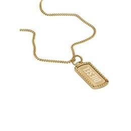 Diesel Kette mit Anhänger Schmuck Edelstahl Halsschmuck Panzerkette DOG TAG, gelb|goldfarben