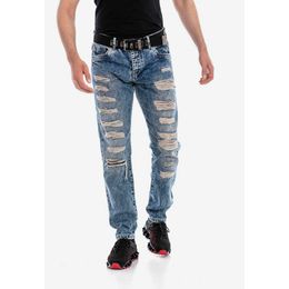 Cipo & Baxx Cipo & Baxx Bequeme Jeans mit Ripped Details in Straight-Fit, blau