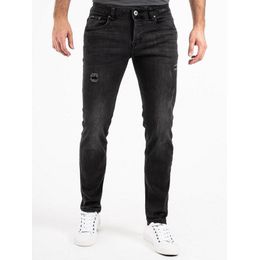 PEAK TIME Slim-fit-Jeans München Herren Jeans mit Stretch-Bund und Destroyed-Optik, grau