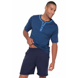 AUTHENTIC LE JOGGER Shorty (2 tlg., 1 Stück) mit aufwendigem Ausschnitt und Knopfleiste, blau