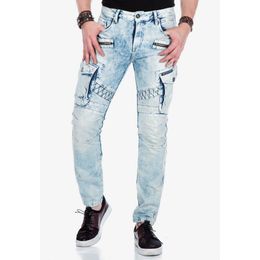 Cipo & Baxx Cipo & Baxx Bequeme Jeans im Cargo-Style mit Deko-Zippern in Straight Fit, blau