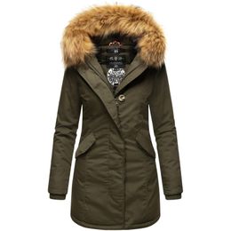 Marikoo Damen edler Wintermantel Parka mit Kunstfellkapuze Karmaa Princess