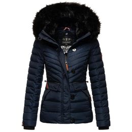 Navahoo Damen Winterjacke Warm gef&uuml;tterte Steppjacke mit Kunstfell-Kapuze Wisteriaa
