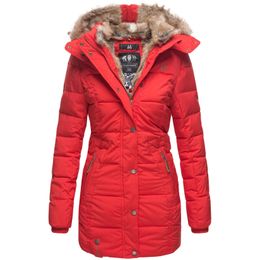 Marikoo Damen stylischer Wintermantel Steppmantel mit Kunstpelz-Kapuze Lieblings Jacke