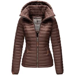 Marikoo Damen Stylische Steppjacke Übergangsjacke mit abnehmbarer Kapuze Löwenbaby