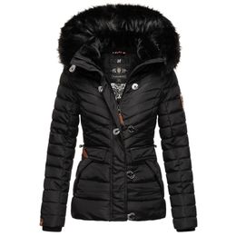 Navahoo Damen Winterjacke Warm gefütterte Steppjacke mit Kunstfell-Kapuze Wisteriaa