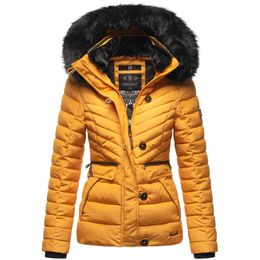 Navahoo Damen Winterjacke Warm gef&uuml;tterte Steppjacke mit Kunstfell-Kapuze Wisteriaa