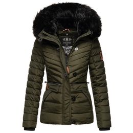 Navahoo Damen Winterjacke Warm gefütterte Steppjacke mit Kunstfell-Kapuze Wisteriaa