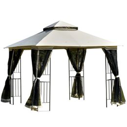 Outsunny Gartenpavillon mit Doppeldach 300 x 300 x 270 cm (LxBxH)