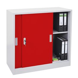 Aktenschrank Preston MCW-F41, Stahlschrank, mit Schiebet&uuml;ren 90x90x45cm ~ rot