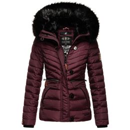 Navahoo Damen Winterjacke Warm gefütterte Steppjacke mit Kunstfell-Kapuze Wisteriaa