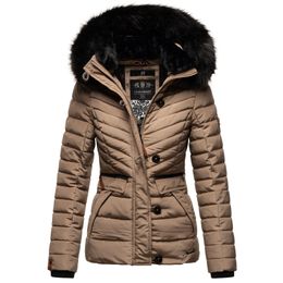 Navahoo Damen Winterjacke Warm gef&uuml;tterte Steppjacke mit Kunstfell-Kapuze Wisteriaa