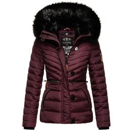 Navahoo Damen Winterjacke Warm gef&uuml;tterte Steppjacke mit Kunstfell-Kapuze Wisteriaa