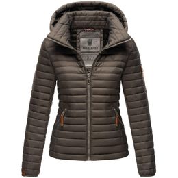 Marikoo Damen Stylische Steppjacke Übergangsjacke mit abnehmbarer Kapuze Löwenbaby