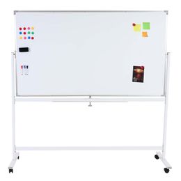 Whiteboard MCW-C85, Magnettafel Memoboard Pinnwand, mobil rollbar inkl. Zubeh&ouml;r ~ 180x100cm