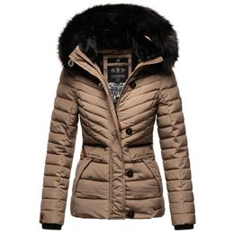 Navahoo Damen Winterjacke Warm gefütterte Steppjacke mit Kunstfell-Kapuze Wisteriaa