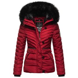 Navahoo Damen Winterjacke Warm gef&uuml;tterte Steppjacke mit Kunstfell-Kapuze Wisteriaa