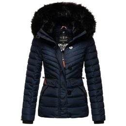 Navahoo Damen Winterjacke Warm gefütterte Steppjacke mit Kunstfell-Kapuze Wisteriaa