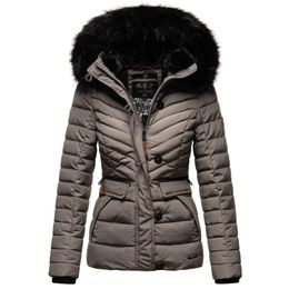 Navahoo Damen Winterjacke Warm gef&uuml;tterte Steppjacke mit Kunstfell-Kapuze Wisteriaa