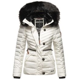 Navahoo Damen Winterjacke Warm gefütterte Steppjacke mit Kunstfell-Kapuze Wisteriaa