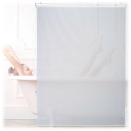 Relaxdays Duschrollo, 120x240 cm, Seilzugrollo für Dusche & Badewanne, Decke & Fenster, Badrollo wasserabweisend, weiß