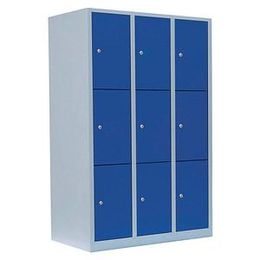 LÜLLMANN LÜLLMANN Schließfachschrank lichtgrau, enzianblau 523331, 9 Schließfächer 118,5 x 50,0 x 180,0 cm