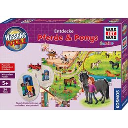 Kosmos Puzzle WAS IST WAS Junior, Entdecke Pferde & Ponys, 54 Puzzleteile, Made in Germany, bunt