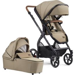 Gesslein Kombi-Kinderwagen FX4 Soft+ mit Aufsatz Life, schwarz/tabak, farn, mit Babywanne C3 und Babyschalenadapter, grün