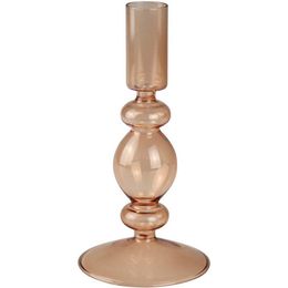 LEONIQUE Kerzenleuchter Loirina (Set, 2 St), Stabkerzenhalter aus Glas, Höhe ca. 17 cm, rosa