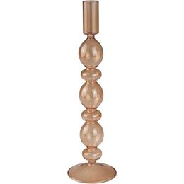 LEONIQUE Kerzenleuchter Loirina (Set, 2 St), Stabkerzenhalter aus Glas, Höhe ca. 26 cm, rosa