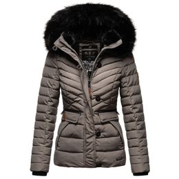 Navahoo Damen Winterjacke Warm gefütterte Steppjacke mit Kunstfell-Kapuze Wisteriaa