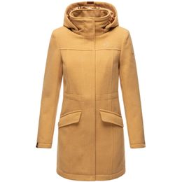 Marikoo Damen Mantel Winterjacke in Woll Optik mit abnehmbarer Kapuze Leilaniaa