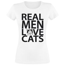 Tierisch Real Men Love Cats T-Shirt weiß in M