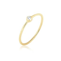 Elli Premium Fingerring »Solitär Zirkonia 375er Gelbgold« Weiß 58 mm Klassischer Solitär Goldring für Damen
