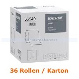 Katrin Toilettenpapier Großrolle Plus 800 2-lagig weiß 36 Rollen je 800 Blatt, 2-lagig weiß, 12x9,9 cm