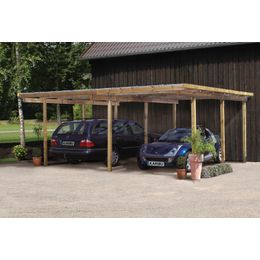 Doppelcarport Karibu "Eco 1" Carports Gr. H: 206 cm, braun Carports