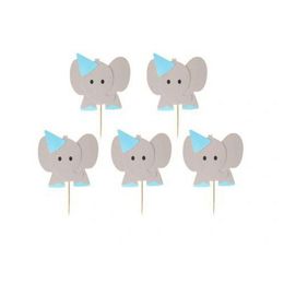 Partystrolche Papierdekoration Muffinpicker Baby Elefant