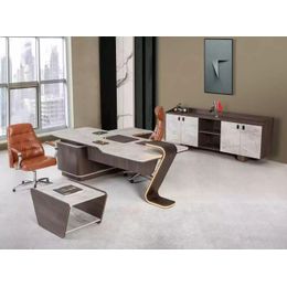 JVmoebel Eckschreibtisch Möbel Luxus Büroeinrichtung Komplettes Set Tisch Schrank 3tlg Kanzlei