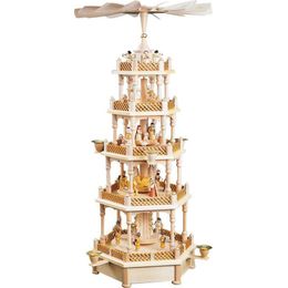 Richard Glaesser Weihnachtspyramide Heilige Familie natur 4-stöckig mit Spielwerk